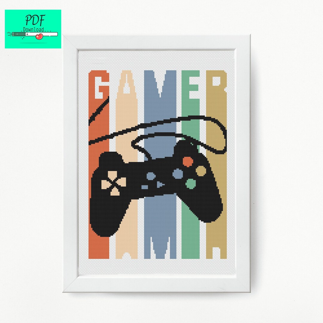 Playstation Gamer Cross Stitch Pattern, Easy Cross Stitch Pattern ...