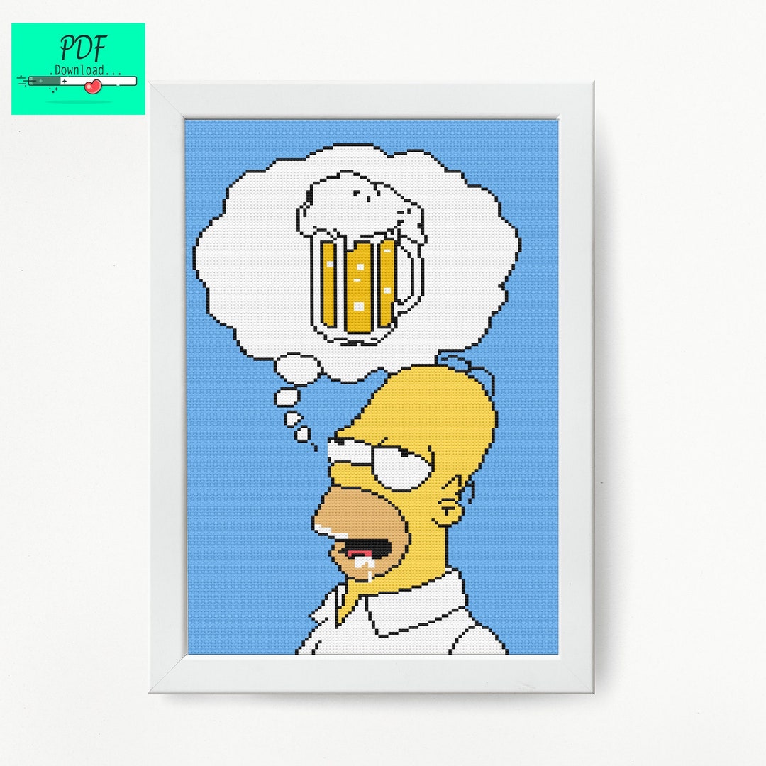 Homer Simpson Cross Stitch Pattern: Beer Dream (PDF Pattern) - Etsy