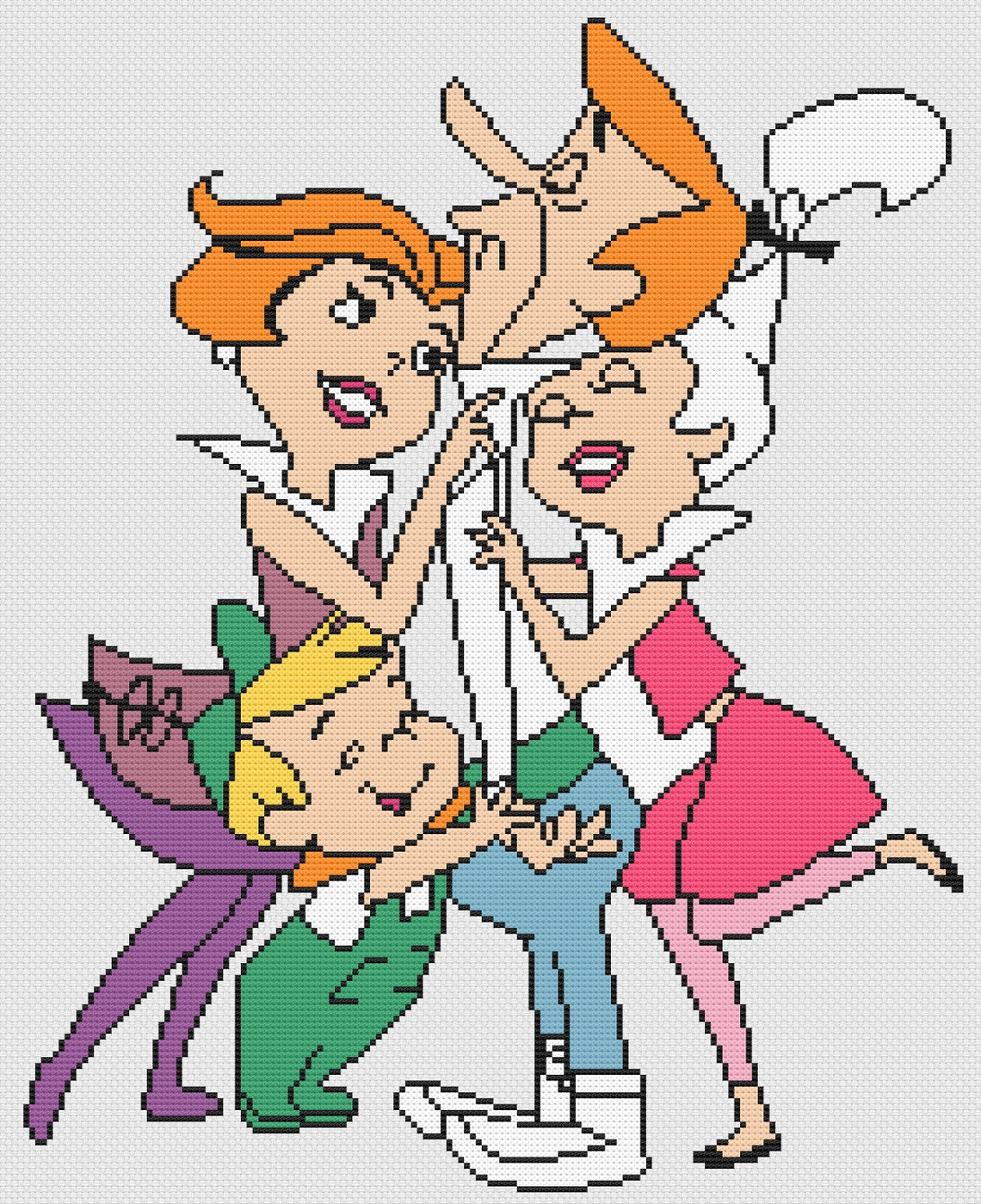 The Jetsons Cross Stitch Pattern: Cartoon Family (PDF Pattern) - Etsy