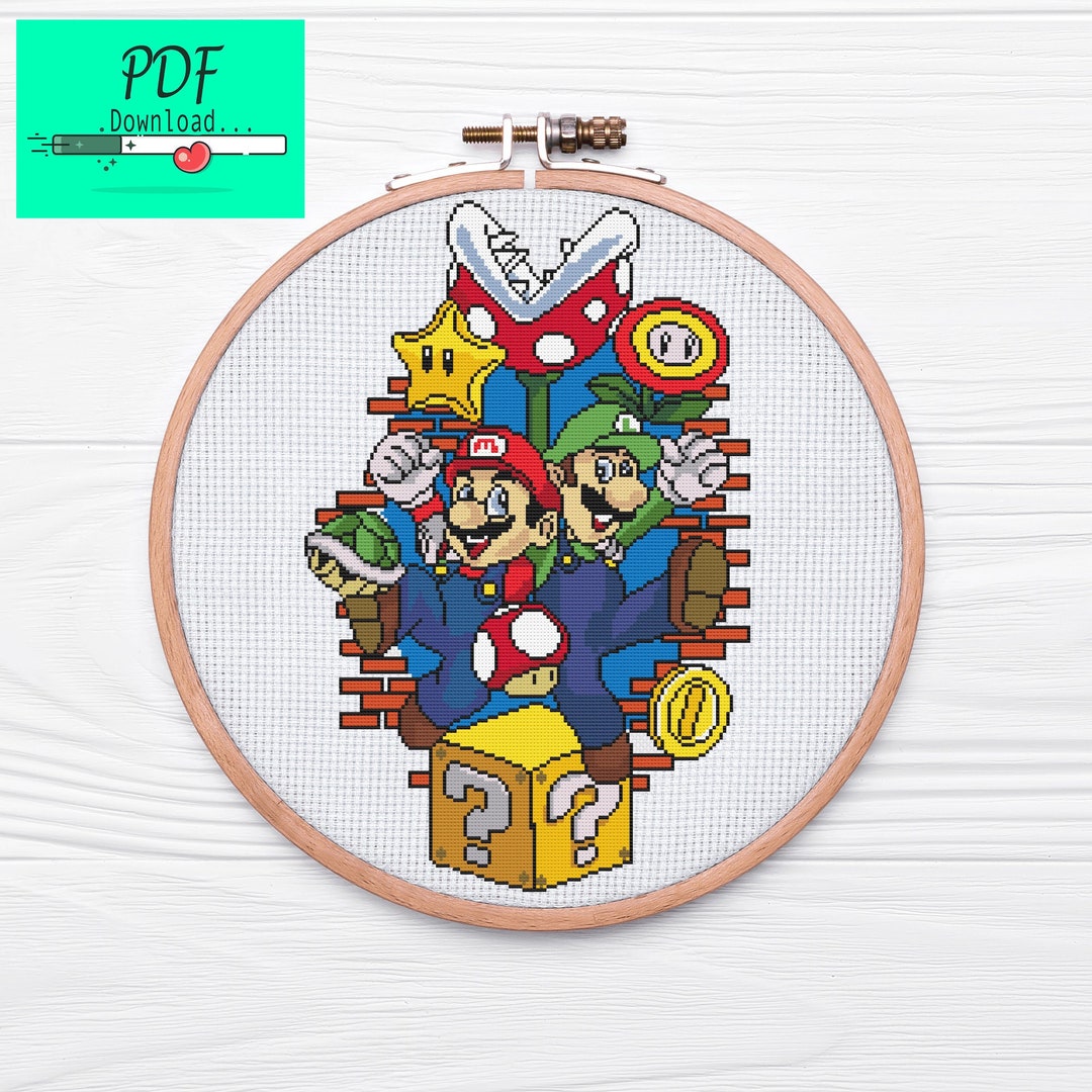 Mario Bros Cross Stitch Pattern, Super Mario Cross Stitch Pattern ...