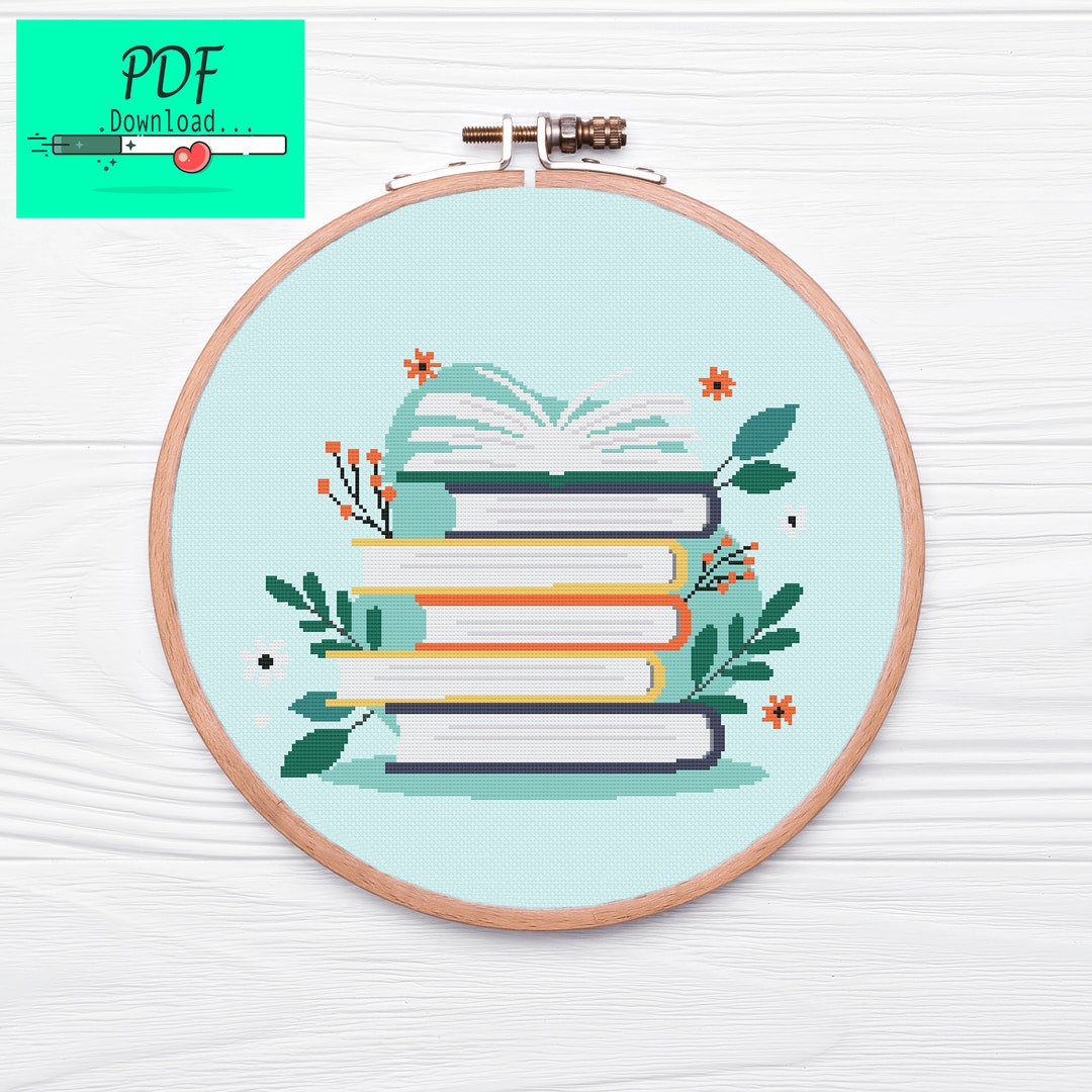 Books Day Cross Stitch Pattern, Book Cross Stitch Pattern, INSTANT ...
