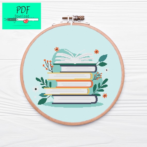 Books Day Cross Stitch Pattern Book Cross Stitch Pattern | Etsy