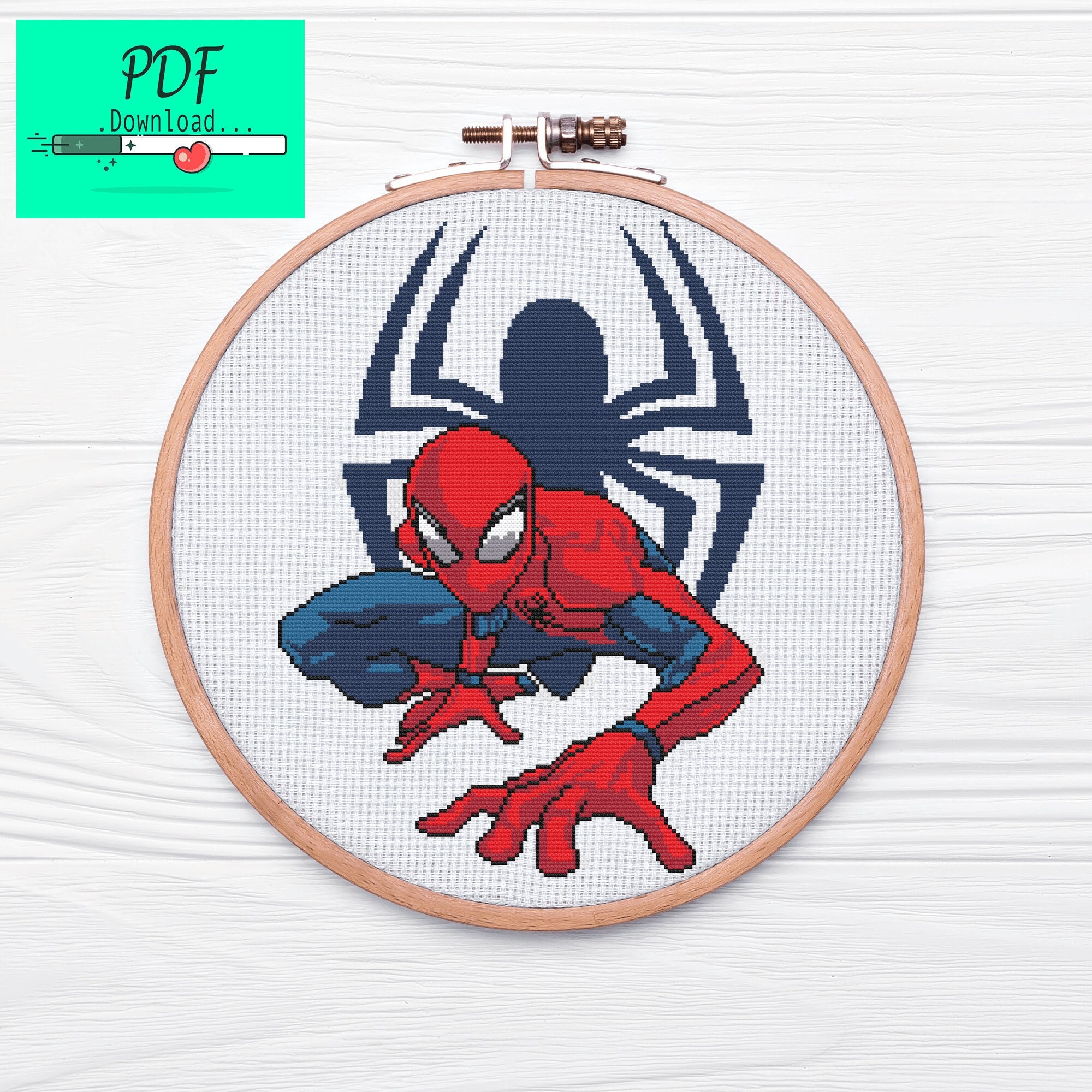 Spiderman With Logo Cross Stitch Pattern, Avengers Cross Stitch Pattern ...