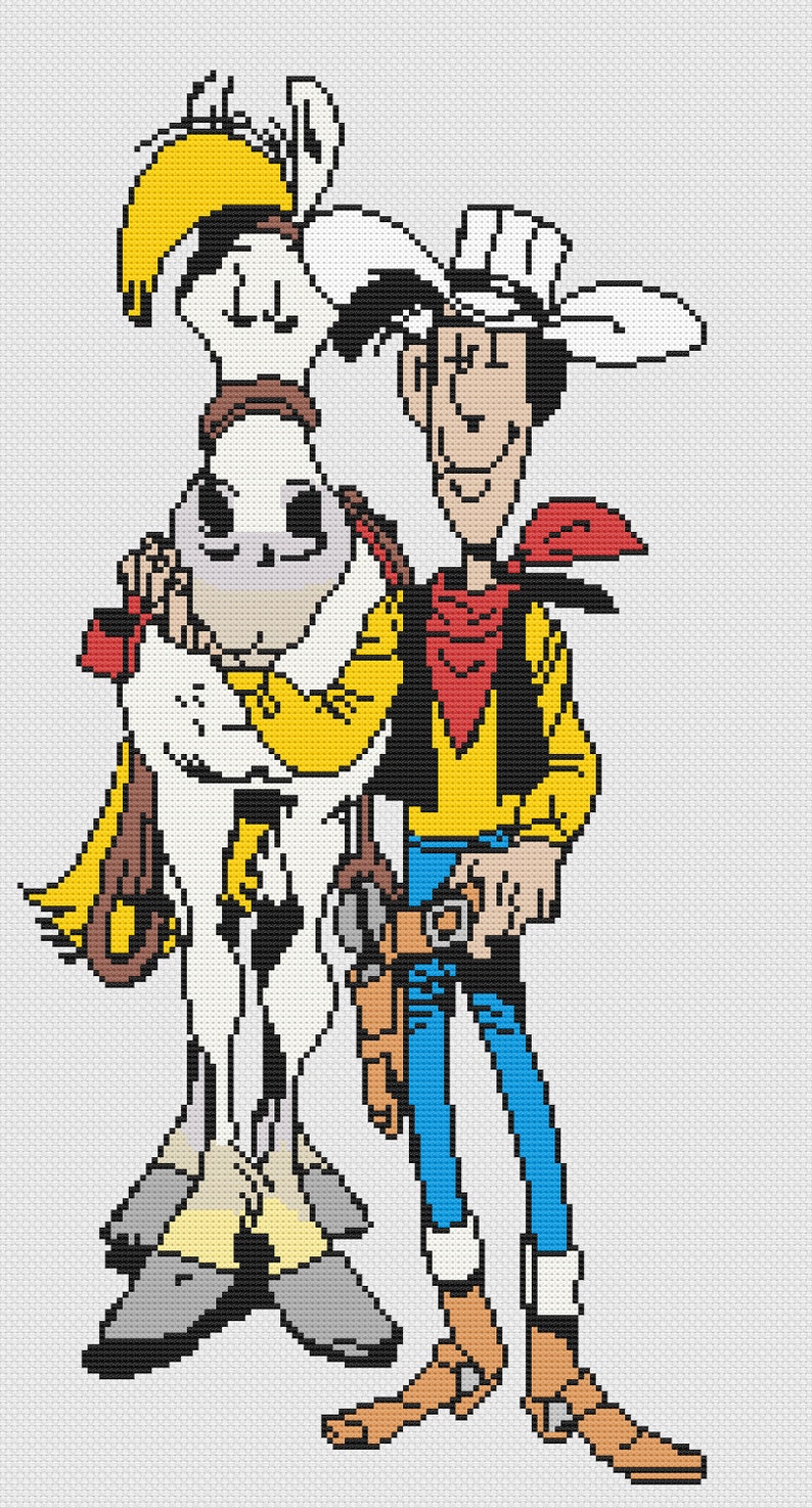 Lucky Luke Cross Stitch Pattern, Cartoon Characters Cross Stitch ...