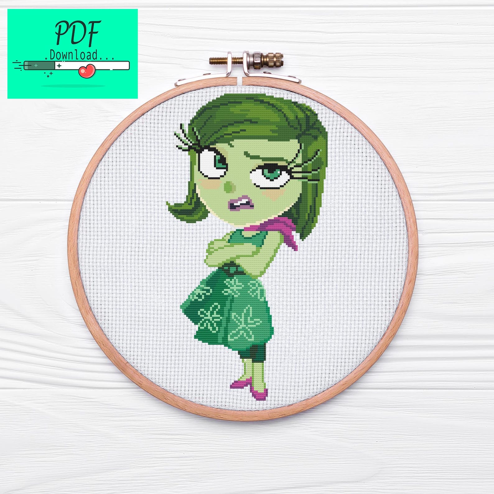 Inside Out Cross Stitch Pattern, Disgust Cross Stitch Pattern, INSTANT ...