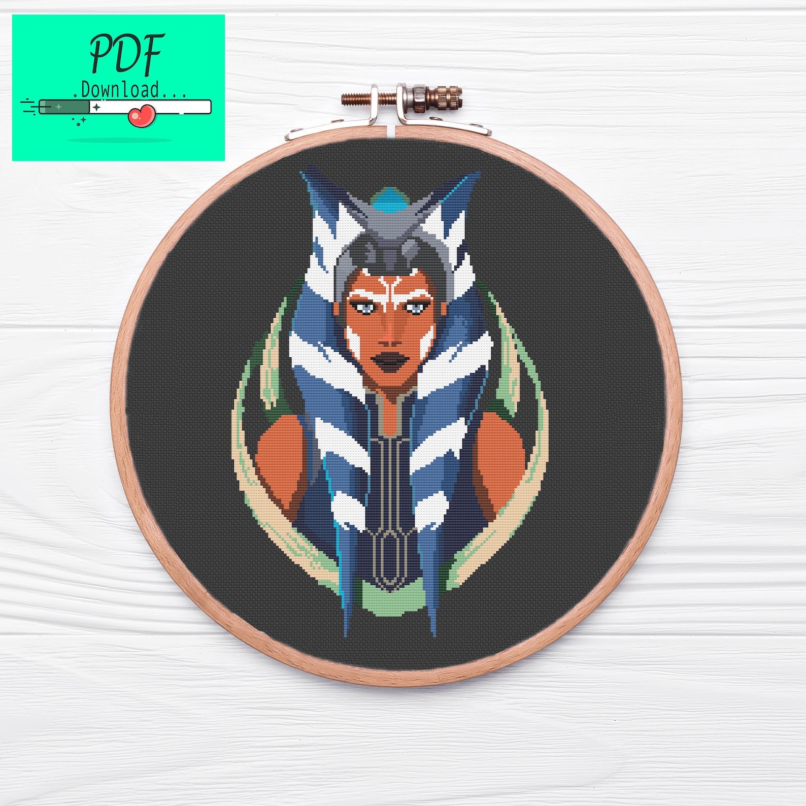 Ahsoka Tano Cross Stitch Pattern: Star Wars Movie Character (PDF ...