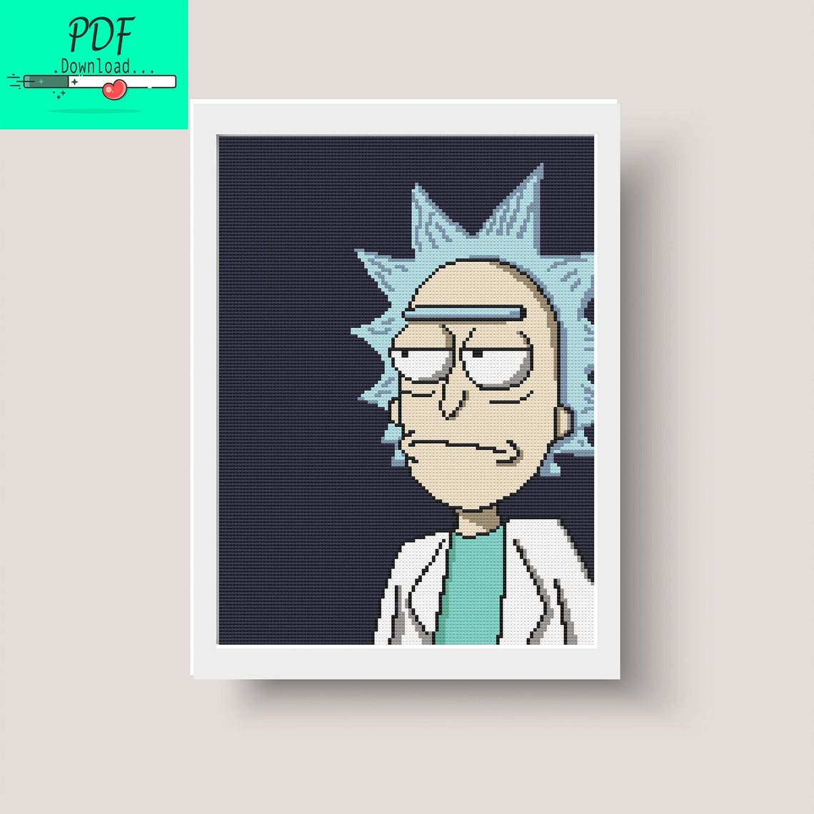 Rick Cross Stitch Pattern, Rick and Morty Cross Stitch Pattern, INSTANT ...