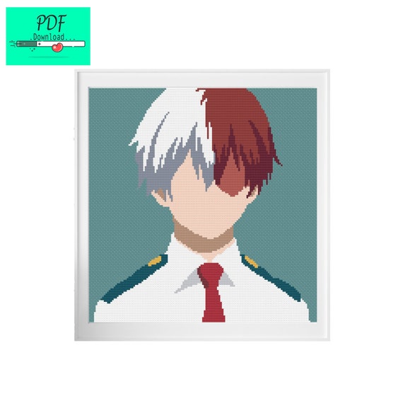 Todoroki Cross Stitch Pattern Anime Cross Stitch Pattern | Etsy