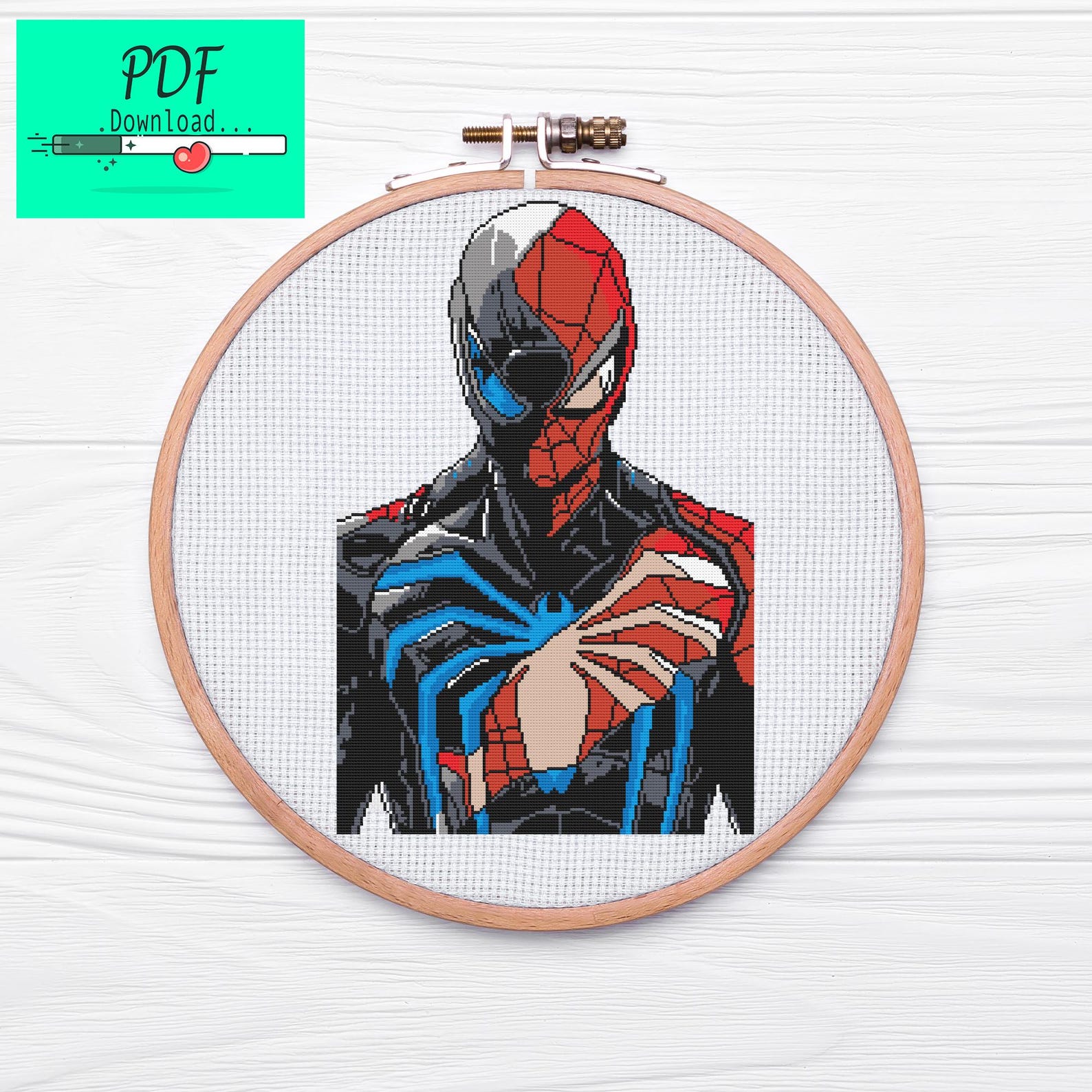 Spiderman Cross Stitch Pattern: Two-colored Avengers Design (PDF ...