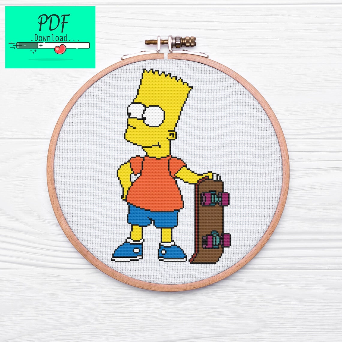 Bart Simpson Cross Stitch Pattern, the Simpsons Cross Stitch Pattern ...