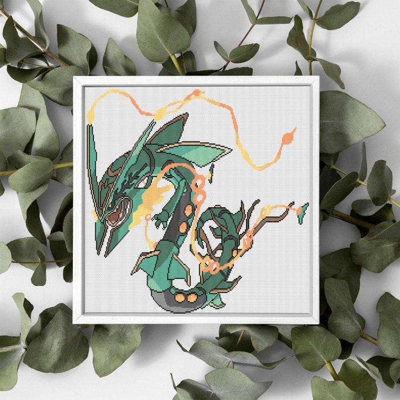 Pokemon Mega Rayquaza Cross Stitch Pattern, Pokemon Cross Stitch ...
