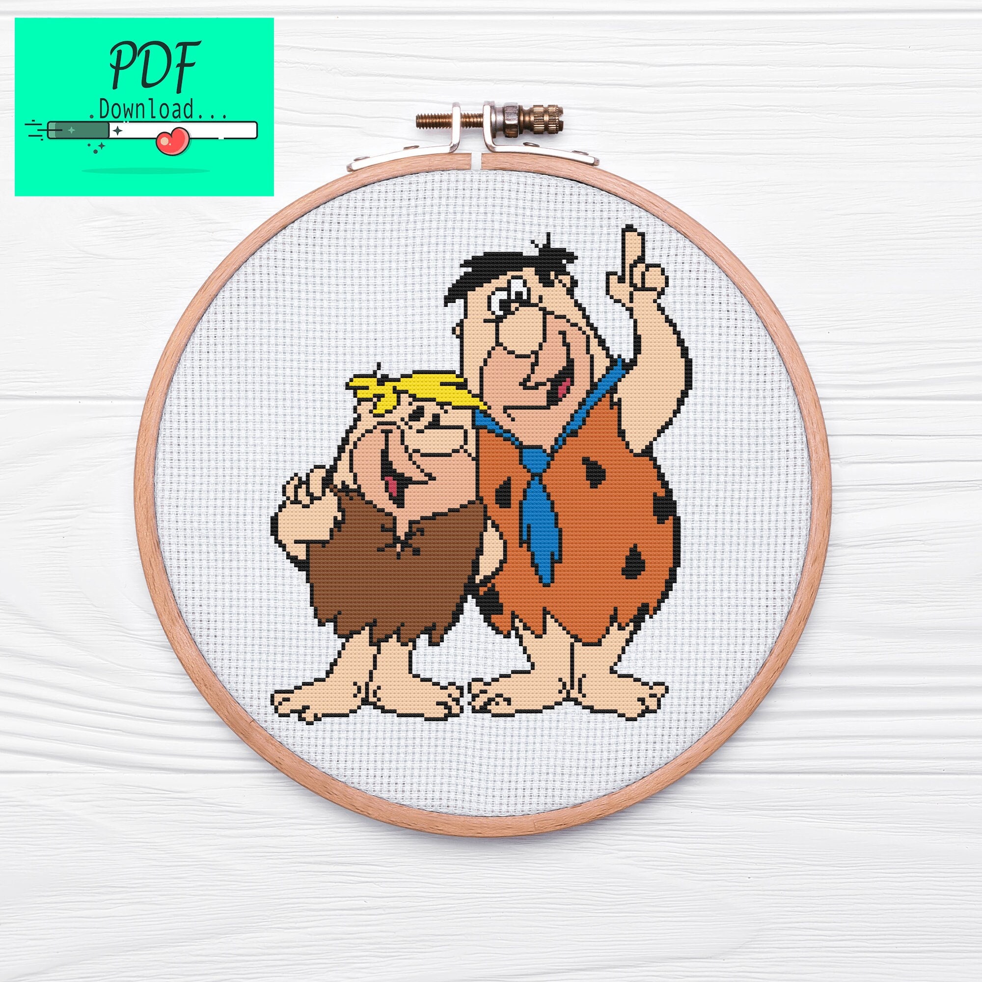 The Flintstones Cross Stitch Pattern: Fred and Barney (PDF Pattern) - Etsy
