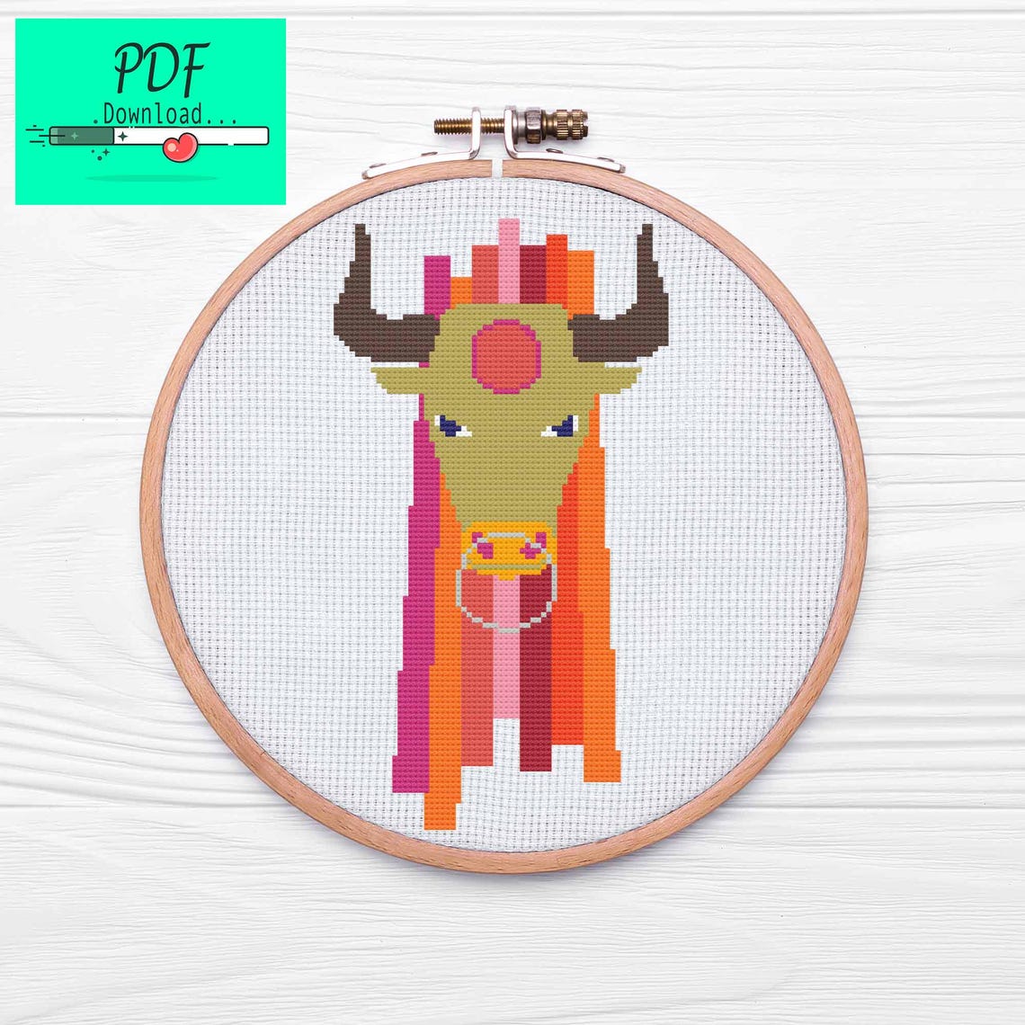 The Bull Cross Stitch Pattern: Animal Design (PDF Pattern) - Etsy
