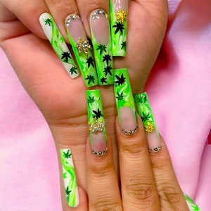 420 Friendly Weed Leaf Print Press on Nails - Etsy