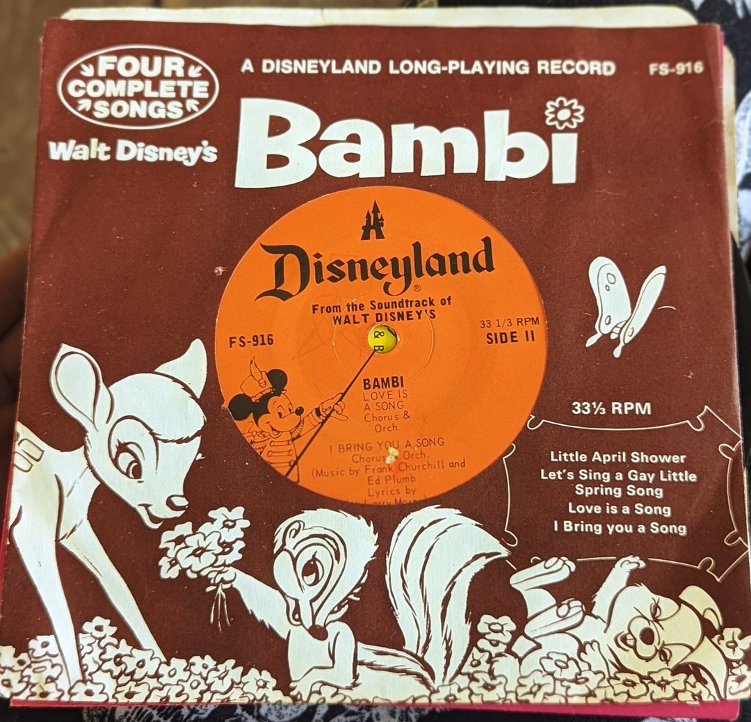 VINTAGE Walt Disney's Story of BAMBI 1972 7" (four Complete Songs) Rare ...
