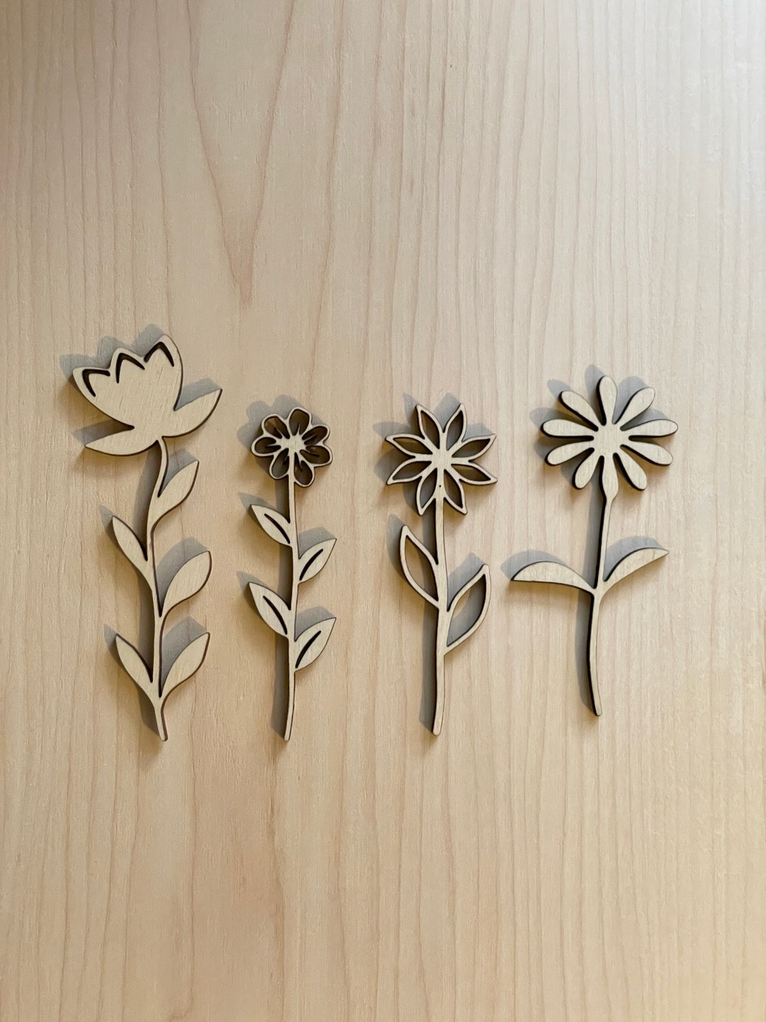 4 Wooden 2D Flowers | to Decorate | to Enjoy - Etsy UK