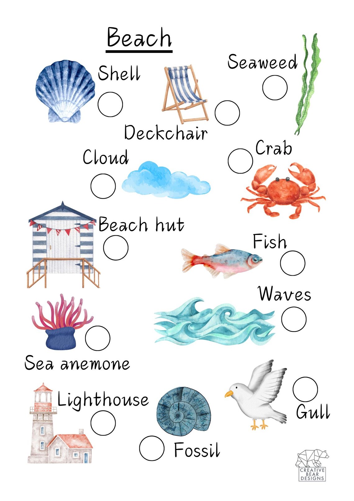 3 Digital I-spy Charts for Children | Road Trip| Farm | Beach - Etsy