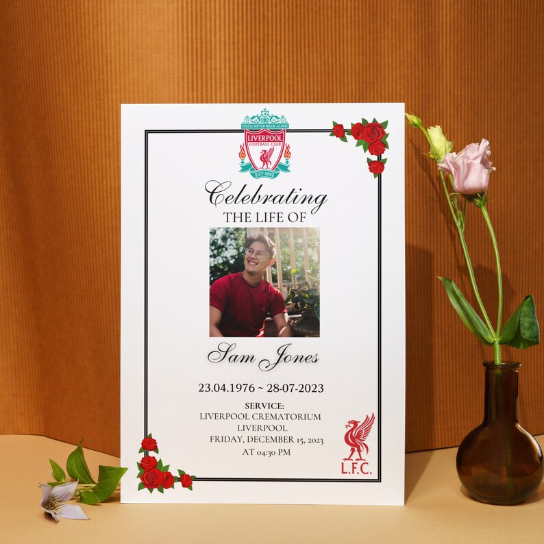 Memorial Funeral Celebration of Life Announcement Invitation Liverpool ...