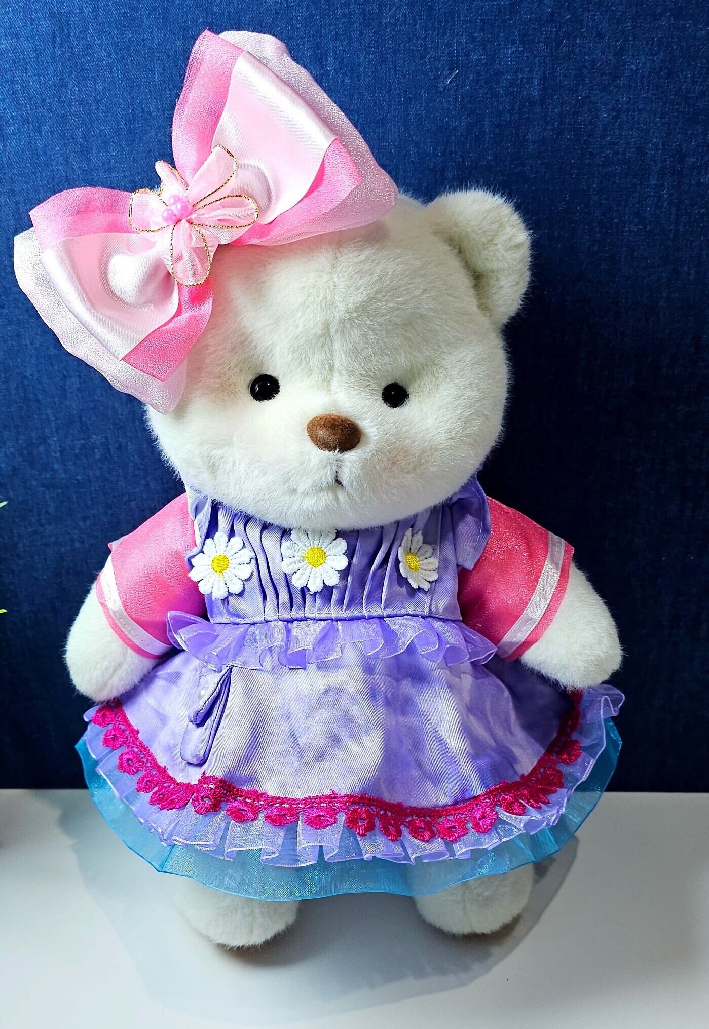 Washout Purple Dress W/ Ribbon, Bear Costume, Luna Bear Clothes, Cute ...