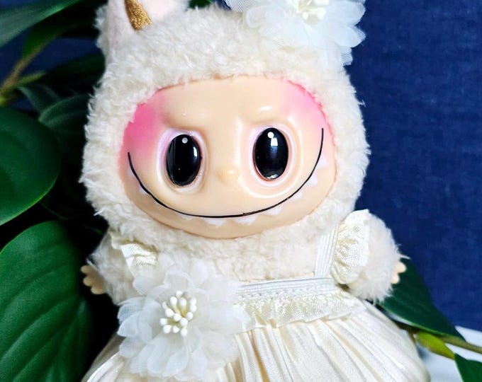 Ivory Dress for Labubu Doll, Labubu Doll Clothes, Macaron Labubu, Cute ...
