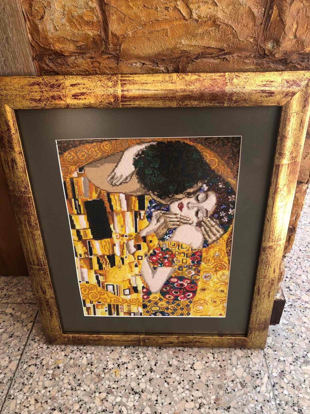 Handmade Embroidery by Painting of Gustav Klimt the Kiss. Art Deco ...