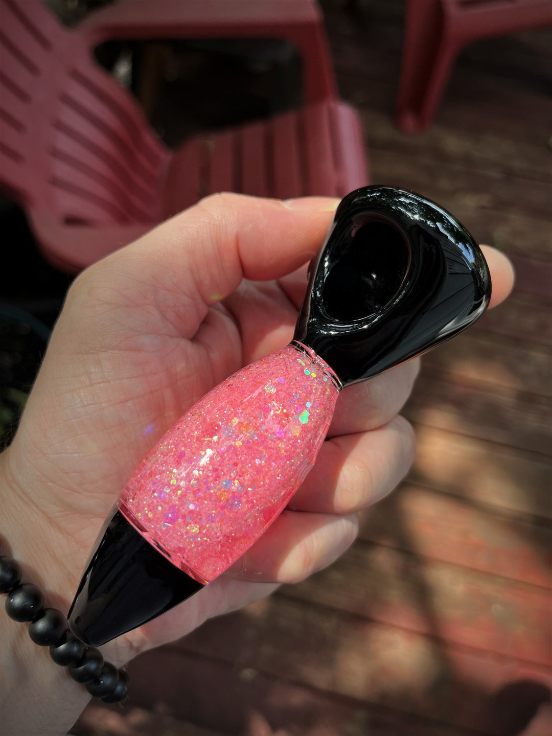 ICEY Pink Glitter Glass Pipe Freezable Glitter Glass Pipe Color ...