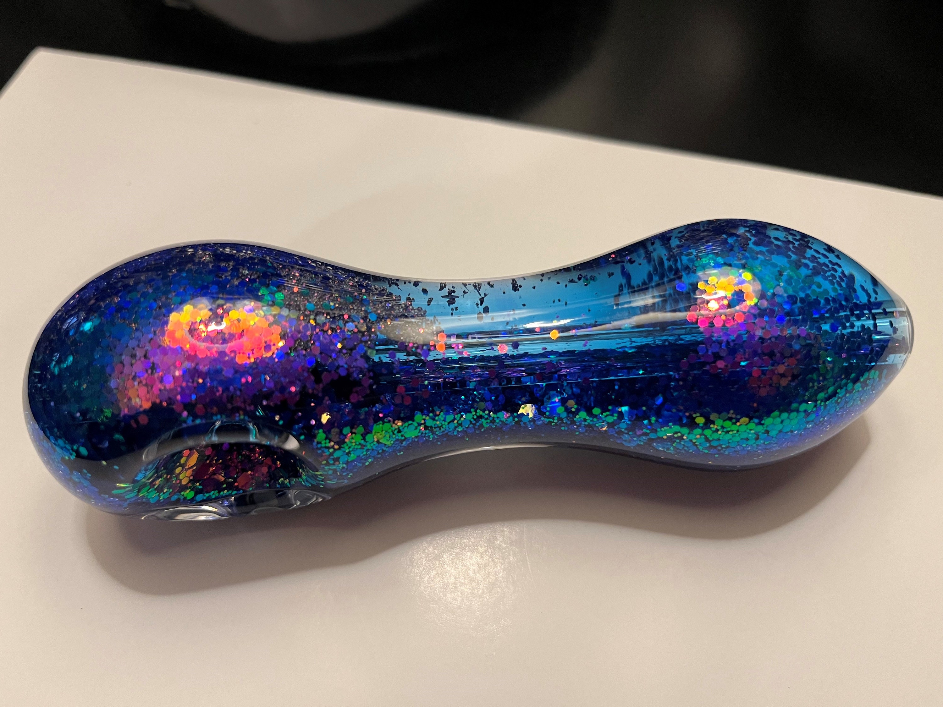 Moon River Purple Freezable Glitter Glass Pipe Color Changing Pipe - Etsy