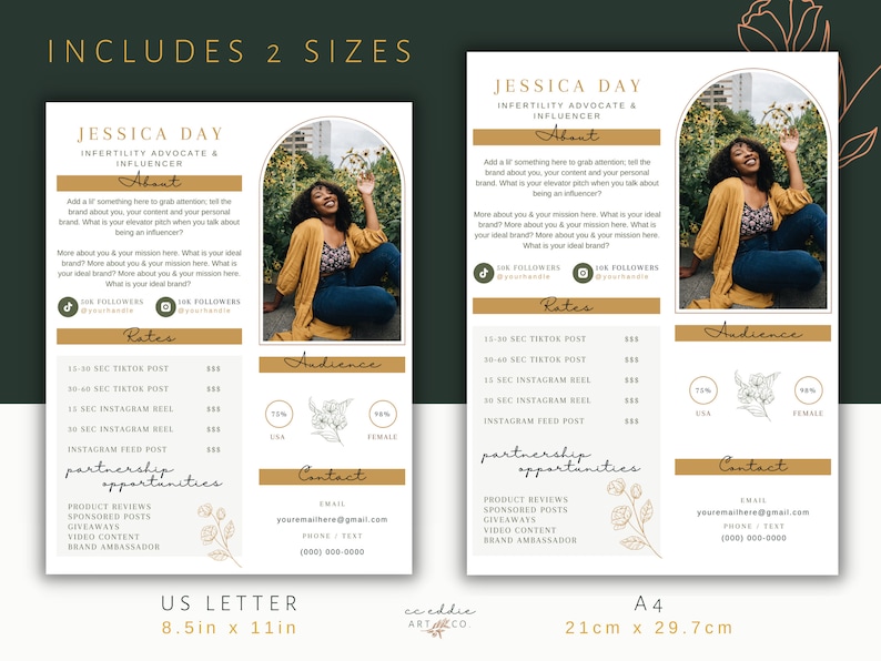 Influencer Media Kit Template 1 Page | Influencer Rate Card | Canva ...