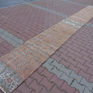 Extra Long Brick Color Runner, Vintage Stairway Runner, Floral Runner ...