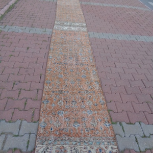 Extra Long Brick Color Runner, Vintage Stairway Runner, Floral Runner ...