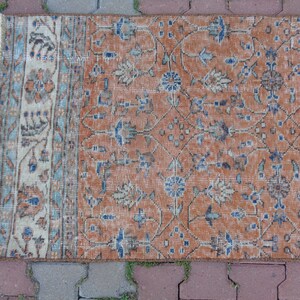 Extra Long Brick Color Runner, Vintage Stairway Runner, Floral Runner ...