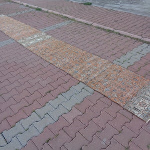 Extra Long Brick Color Runner, Vintage Stairway Runner, Floral Runner ...