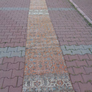 Extra Long Brick Color Runner, Vintage Stairway Runner, Floral Runner ...