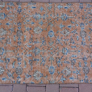 Extra Long Brick Color Runner, Vintage Stairway Runner, Floral Runner ...