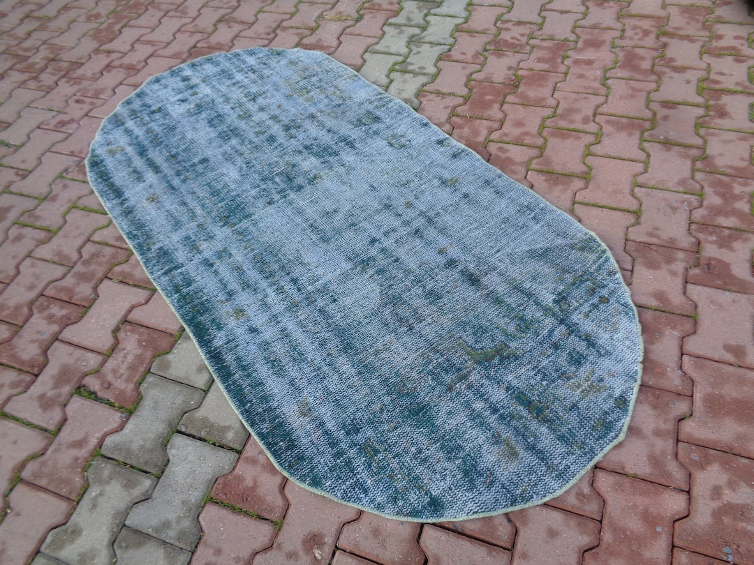 Oval Rug Worned, Oval Carpet for Kitchen Non Slip, Vintage Oval Rug for ...