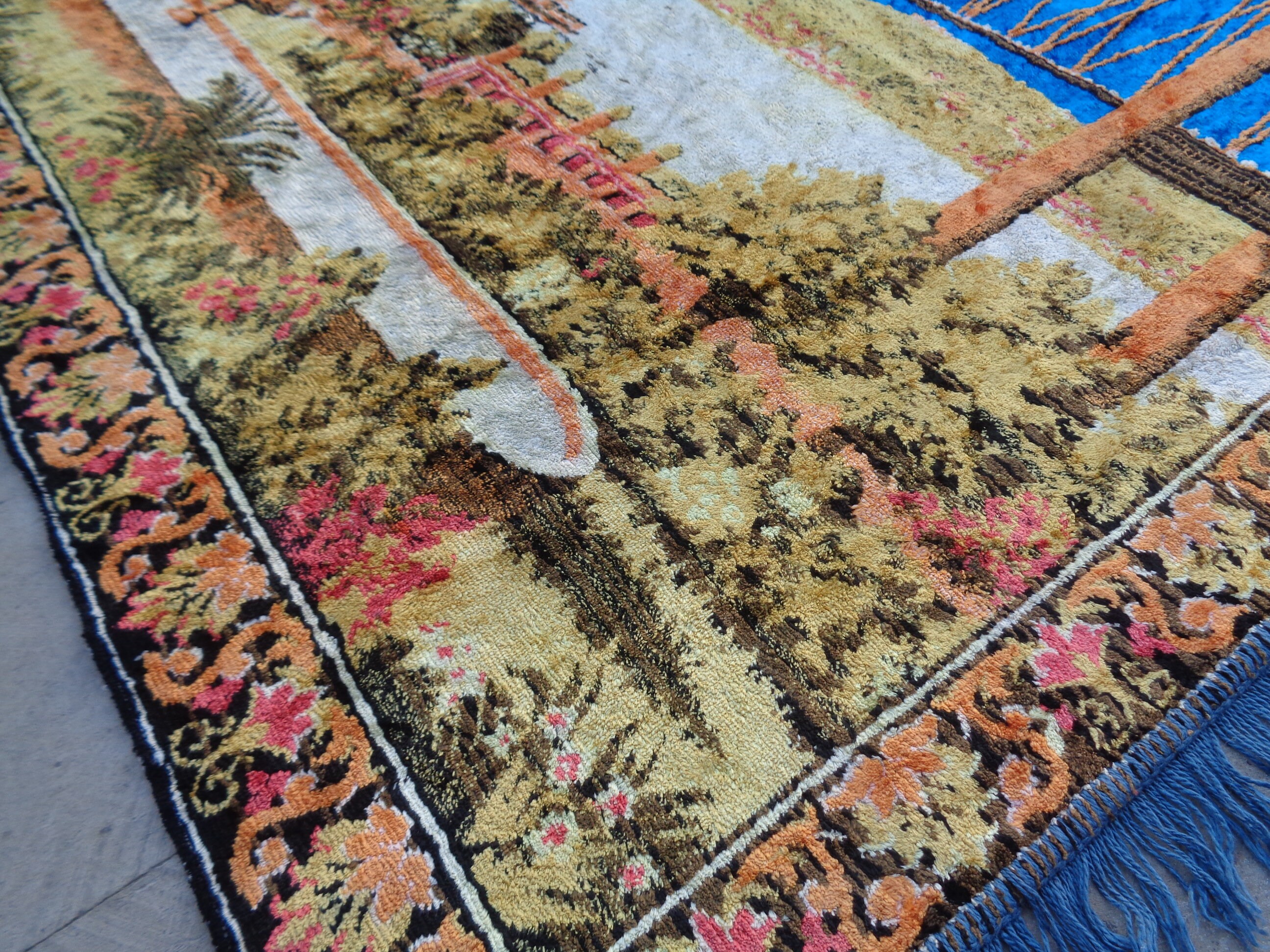 Blue Wall Art Rug, Wall Hangings Rug, Istanbul Velvet Tapestry, Turkish ...