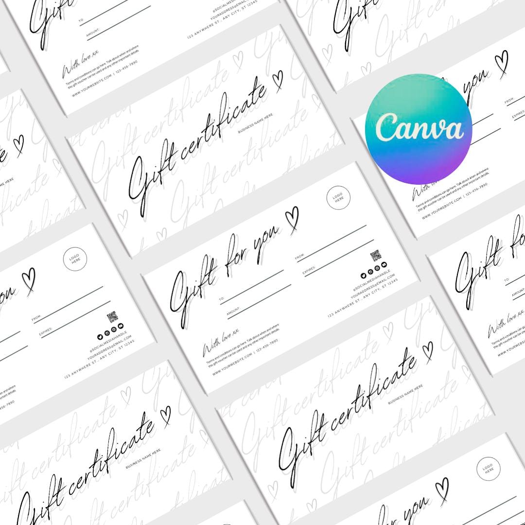 Gift Certificate Voucher Card Canva Template | DIY Beauty Business ...