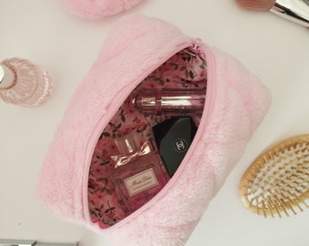Pink Fluffy Makeup Bag - Etsy