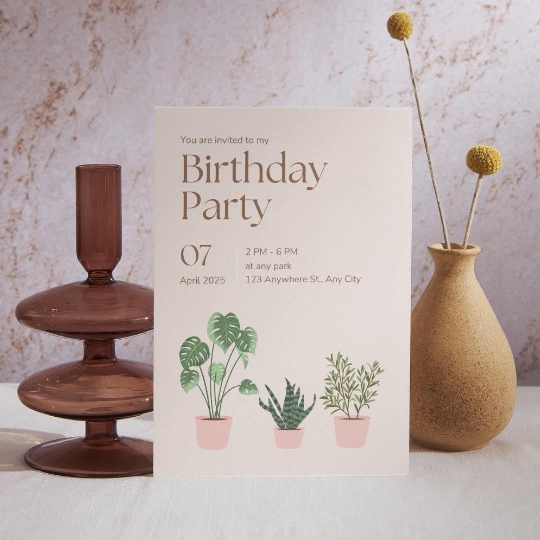 Plant Natural Party Invitation Template | Editable Canva Invite for Any ...