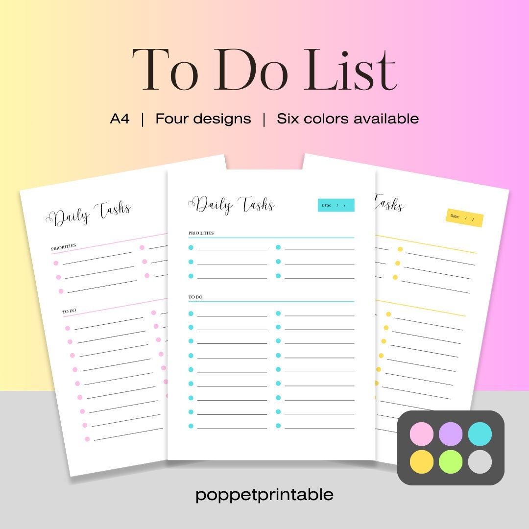 Printable To-do Lists Bundle - Colorful Designs and Variety of Styles ...