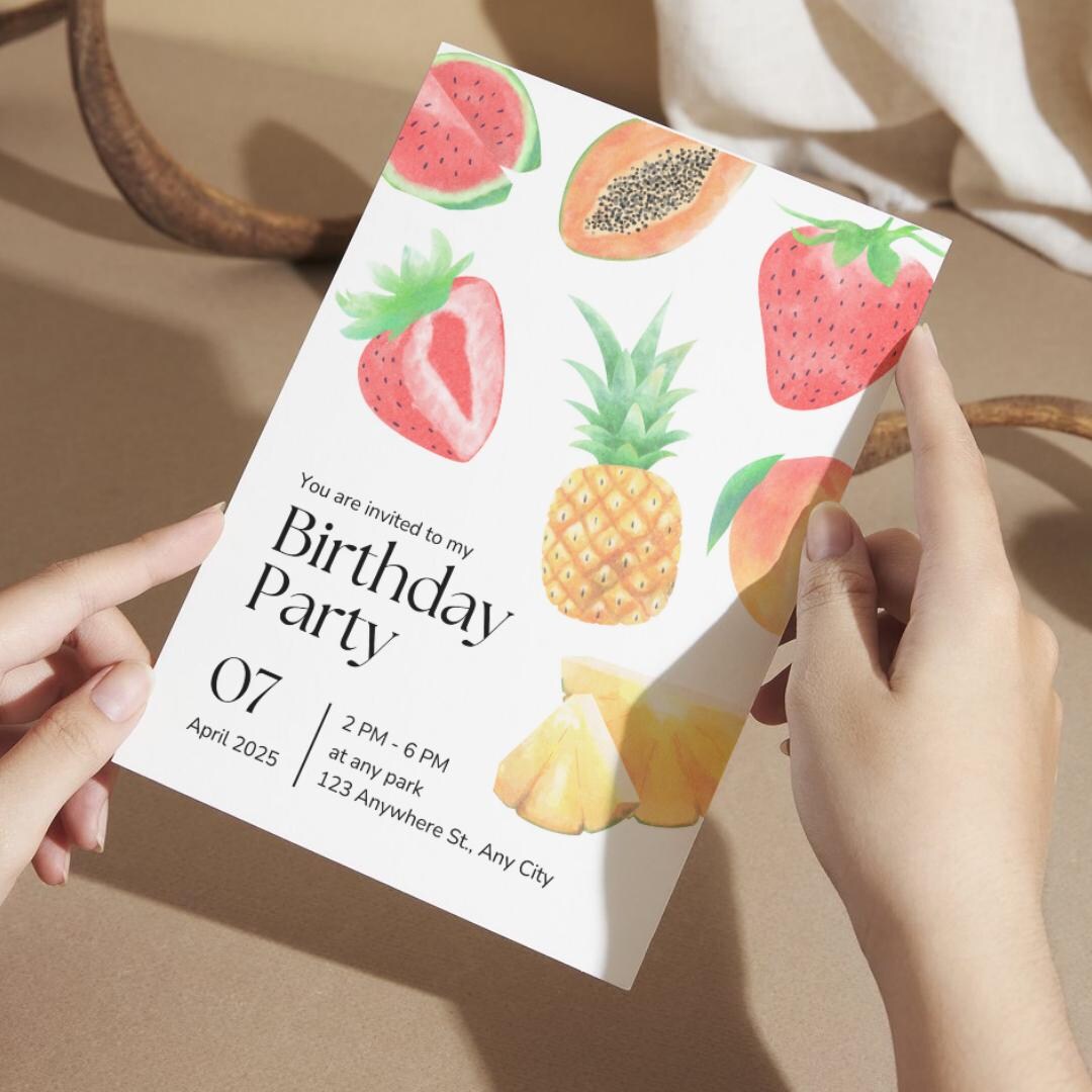 Summer Fruits Party Invitation Template | Editable Canva Invite for Any ...