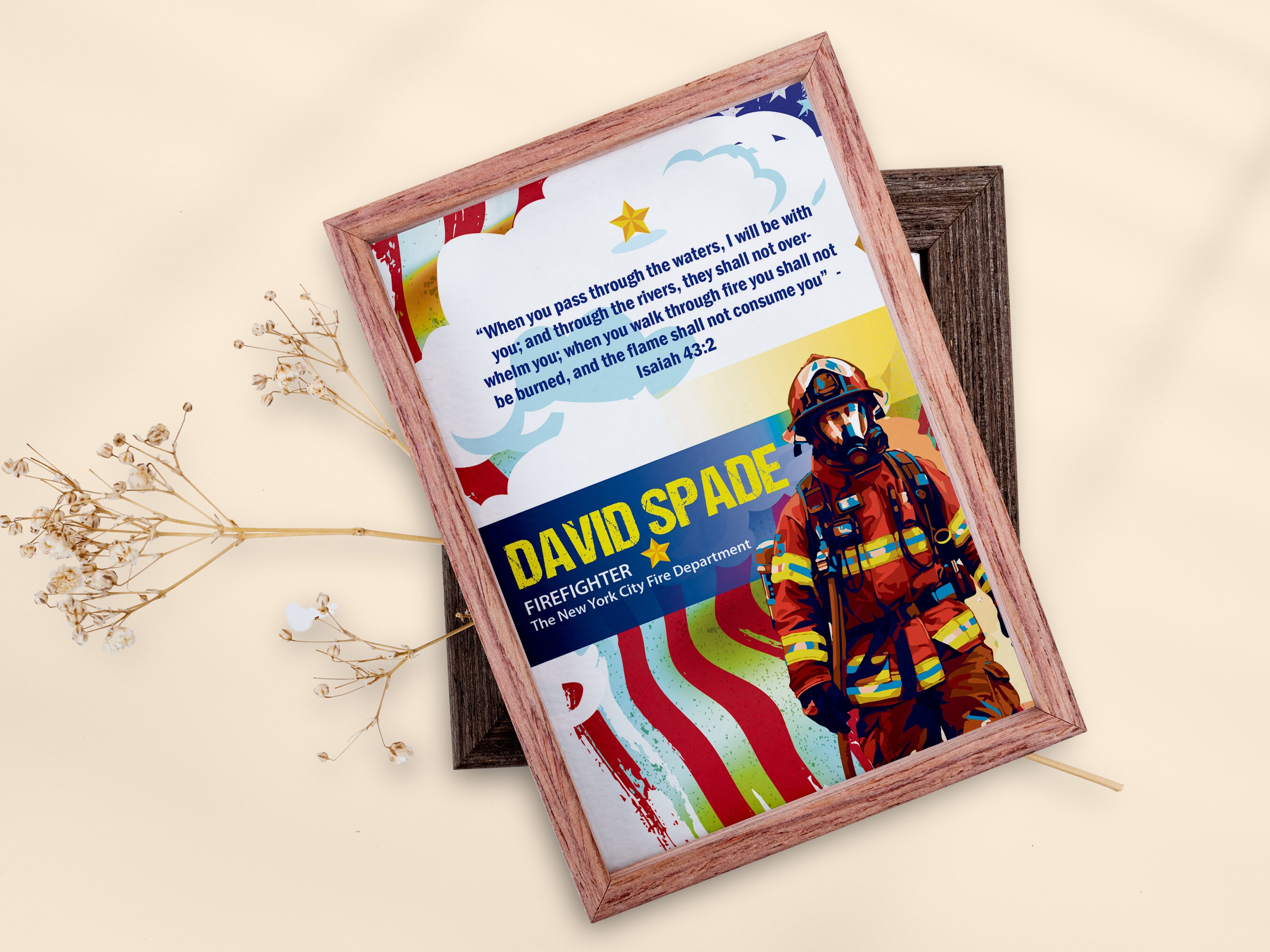 Personalized Firefighter Prayer Wall Art Gift for Graduate Firefighter ...