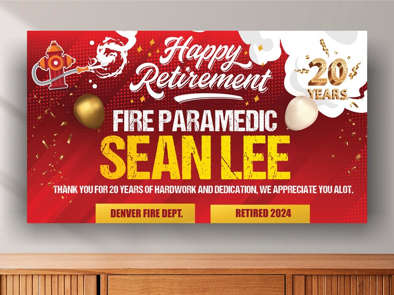 Firefighter Retirement Gift Personalized Fire Department Farewell Party ...