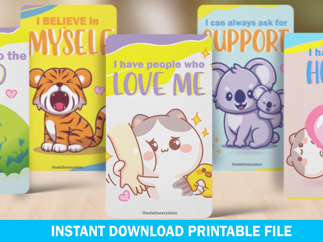 Kids Affirmation Cards Cute DIY Printable Kindergarten Positive ...