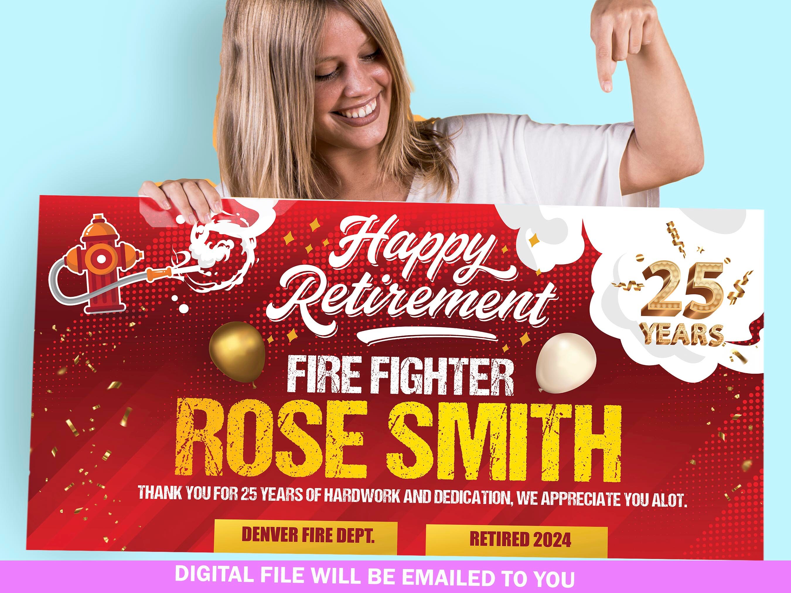 Firefighter Retirement Gift Personalized Fire Department Farewell Party ...