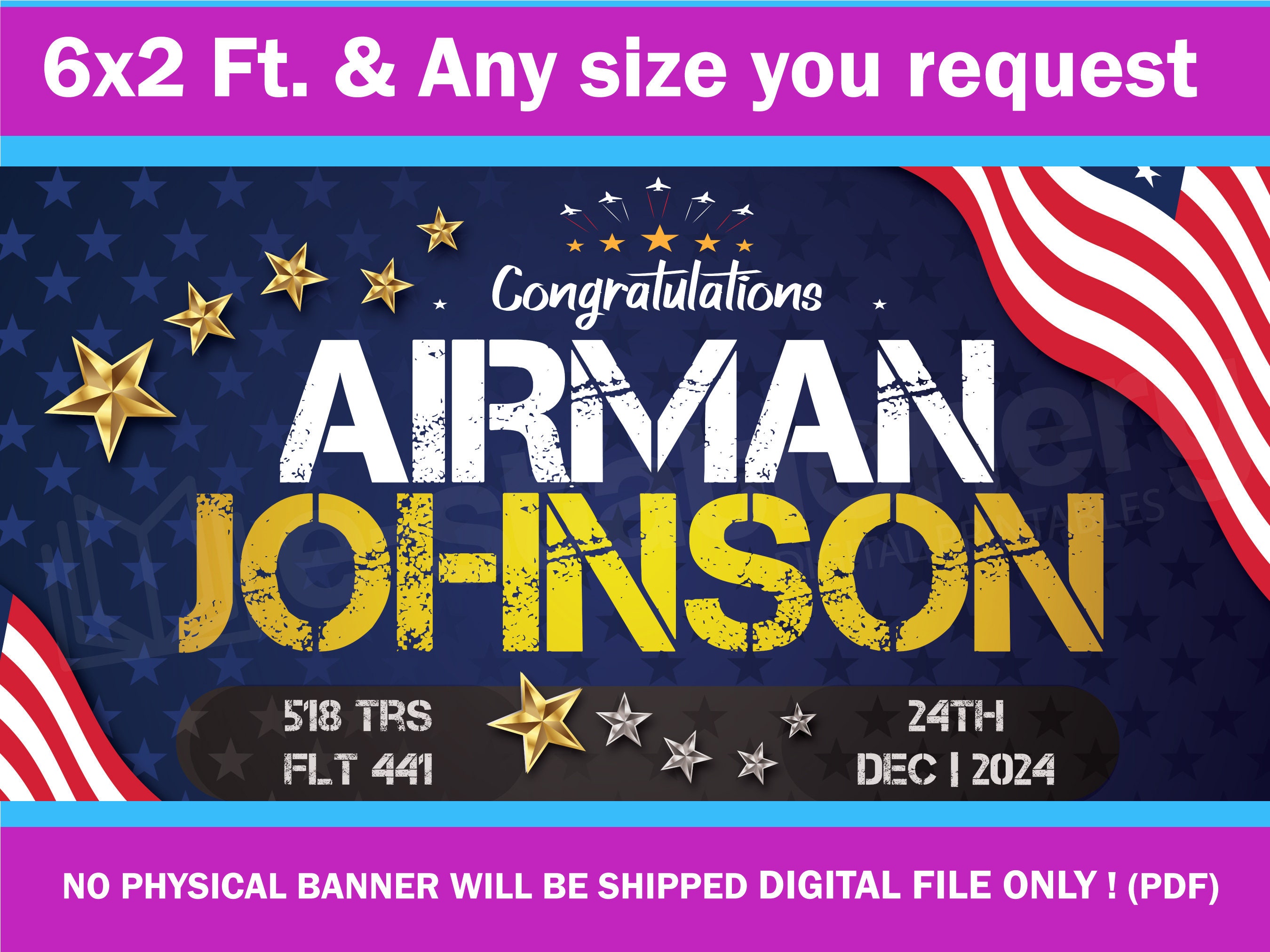 Air Force Graduation Banner, Diy Digital File, U.S. Air Force Banner ...