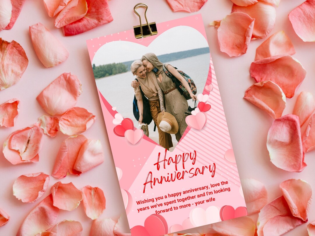 Editable Card for Couples, Anniversary Card, Birthday, Canva Template ...