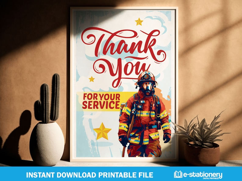 Firefighter Thank You for Your Service Printable Wall Art Firefighter ...