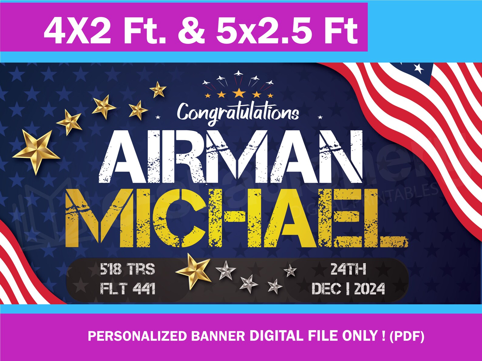 Air Force Graduation Banner, Diy Digital File, U.S. Air Force Banner ...