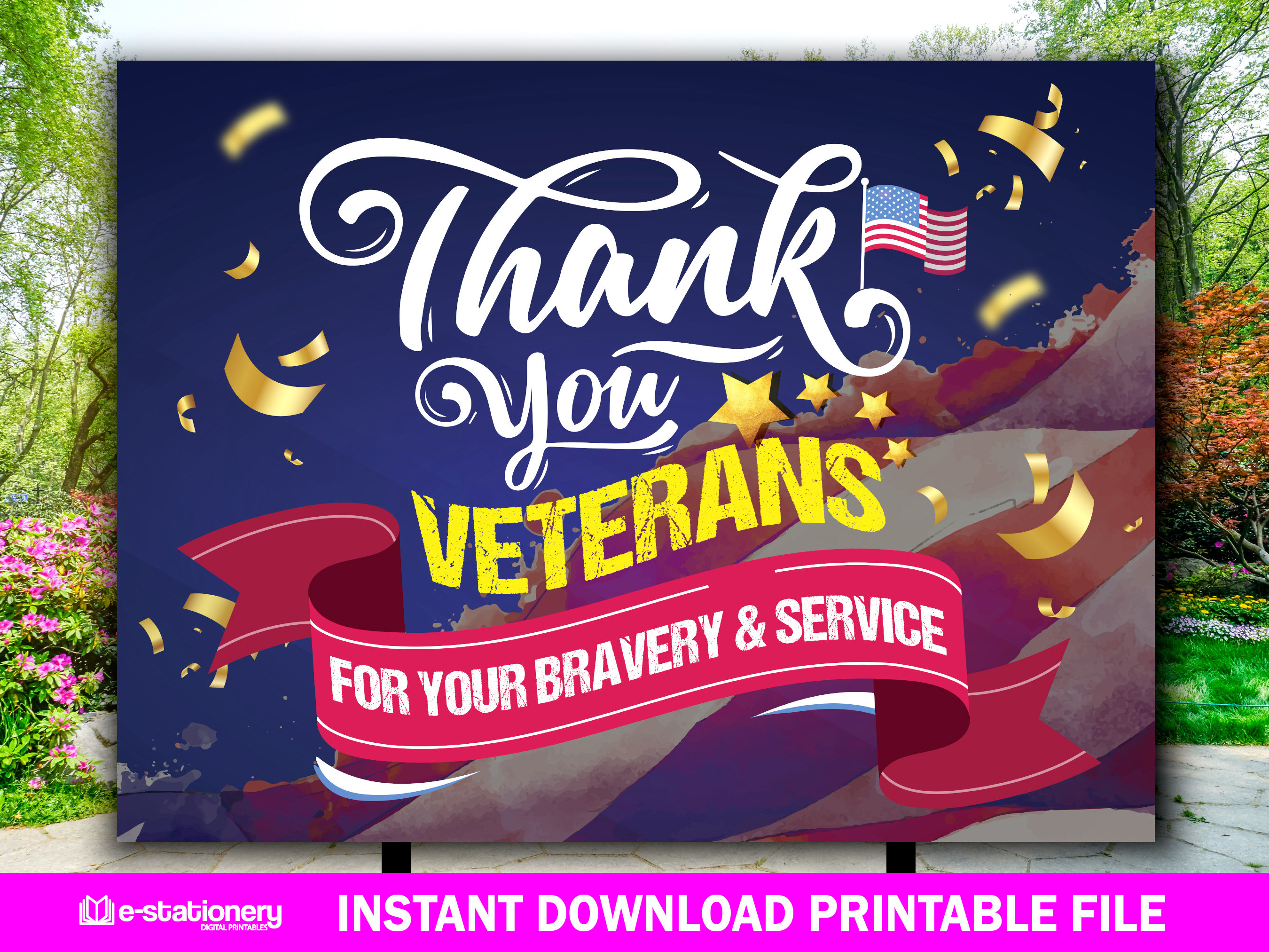Veteran Day Yard Sign Decoration Thank You for Your Bravery and Service ...